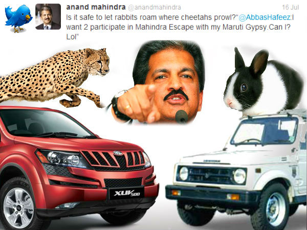 Anand Mahindra | Tweets | Maruti Gypsy A Rabbit | XUV 500 Cheetah ...