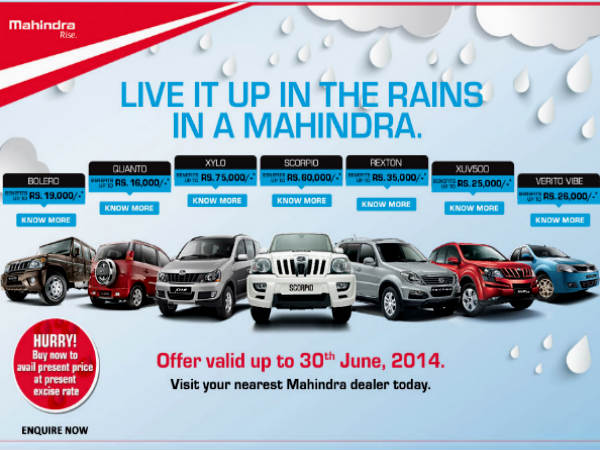 Mahindra Automobile Monsoon Offer - DriveSpark News