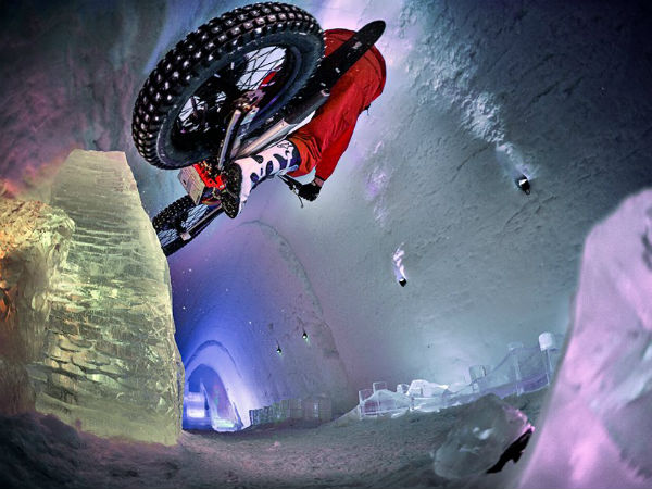 Trial Bike Rides Through An Igloo - DriveSpark