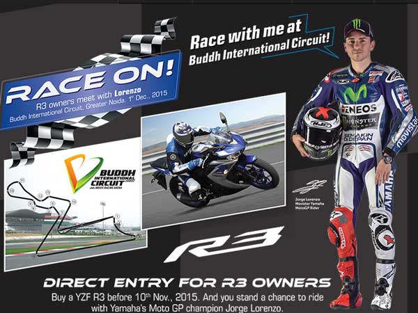 Yamaha YZF-R3 Owners To Ride With Jorge Lorenzo At BIC Delhi ...