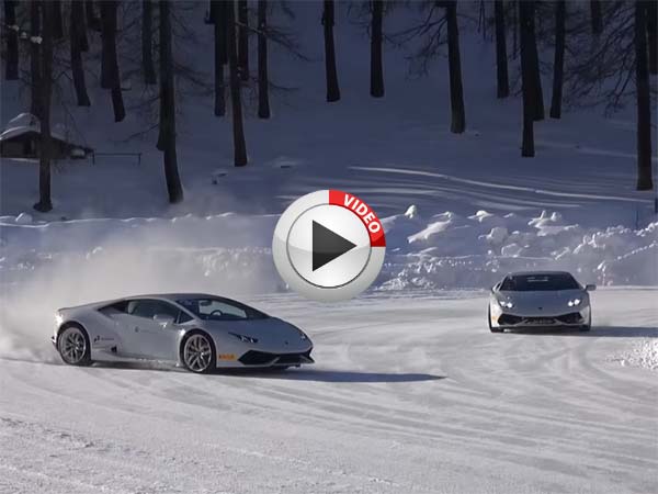 Lamborghini Huracans Drift About In The Snow - Video - DriveSpark