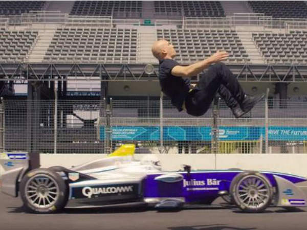 Stuntman Performs Backflip Over Speeding Race Car Blindfolded - Video ...