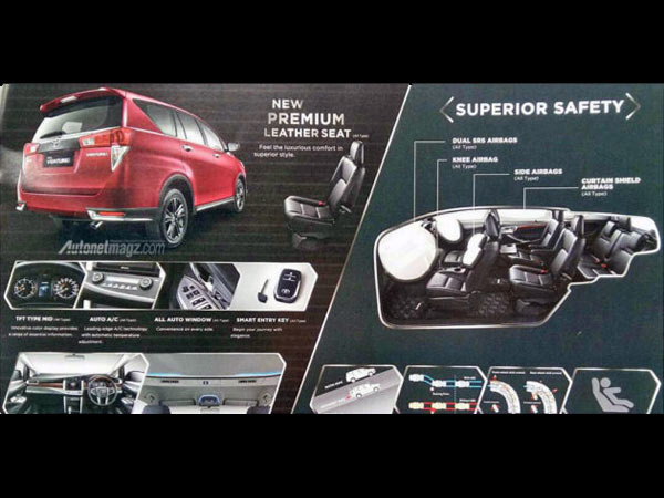 Toyota Innova Crysta Venturer Brochure Leaked Ahead Of Launch ...