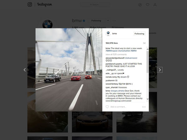 BMW Becomes Most Successful Instagram Channel Automotive Brand Globally ...