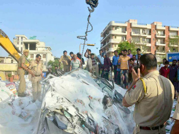 Maruti Swift Accident Leaves The Car Crushed - DriveSpark