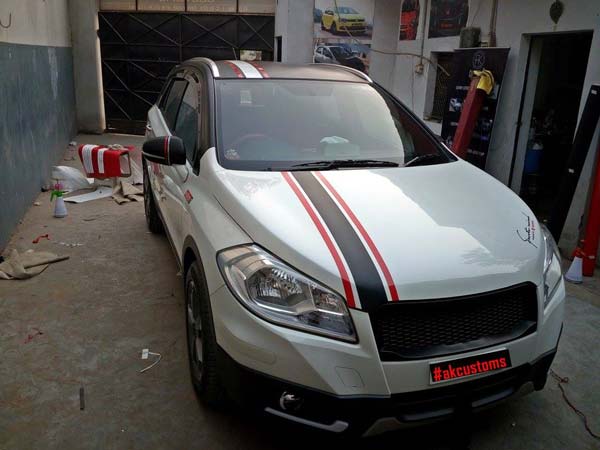 Maruti S-Cross Dual Tone With Stripes By AK Customs - DriveSpark