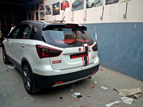 Maruti S-Cross Dual Tone With Stripes By AK Customs - DriveSpark
