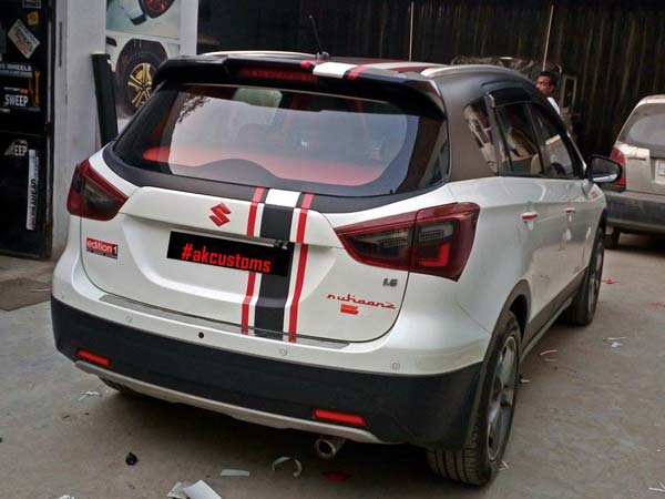 Maruti S-Cross Dual Tone With Stripes By AK Customs - DriveSpark
