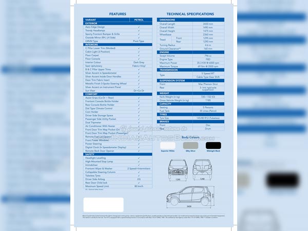 Maruti Tour H1 (Alto Taxi) Brochure Leaked - Variants And Features ...