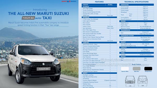 Maruti Tour H1 (Alto Taxi) Brochure Leaked - Variants And Features ...