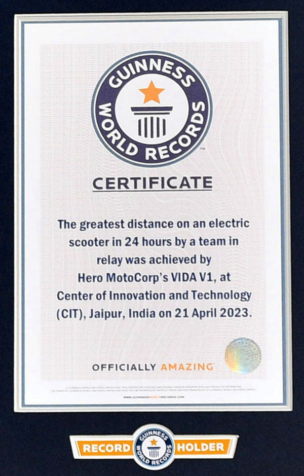 Hero Vida V1 Sets Guinness World Record - Greatest Distance On An ...