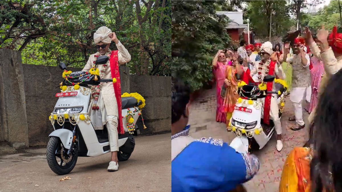 Ather Rizta Electric Scooter Replaces Horse For Groom's Grand Entrance ...
